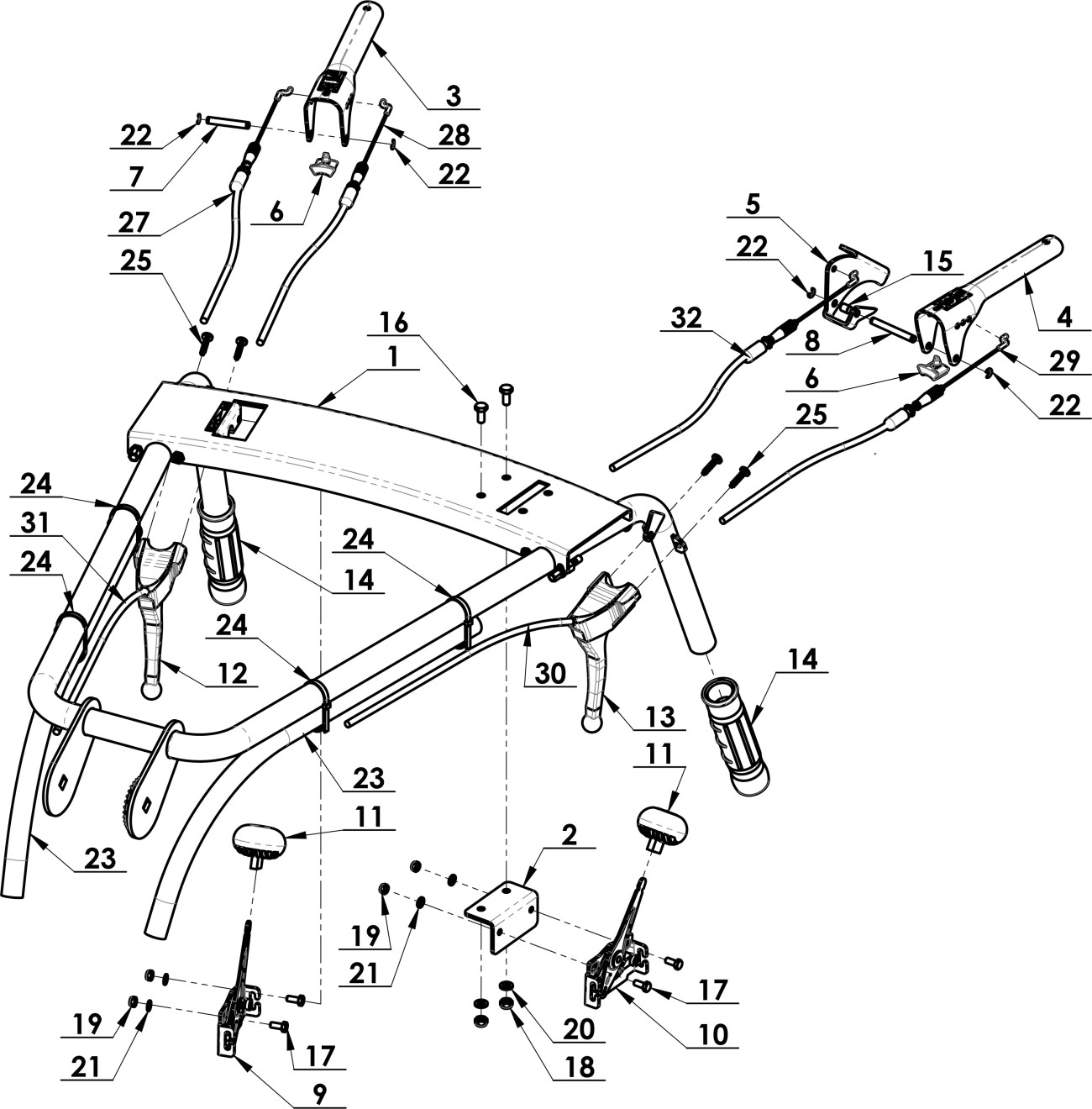 Řidítka úplná F-530.2 - Mulčovač F-530.2 GXV160 list3 - Mulčovač F530.2 ...